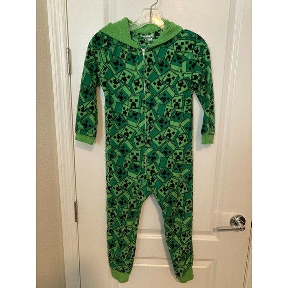 Minecraft | One Pieces | Minecraft Creeper Hooded Fleece Pajama Sleeper ...